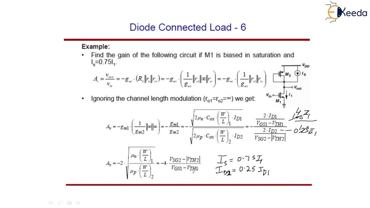 Single Stage Amplifier Common Source Stage(Diode Connected Load Example ...