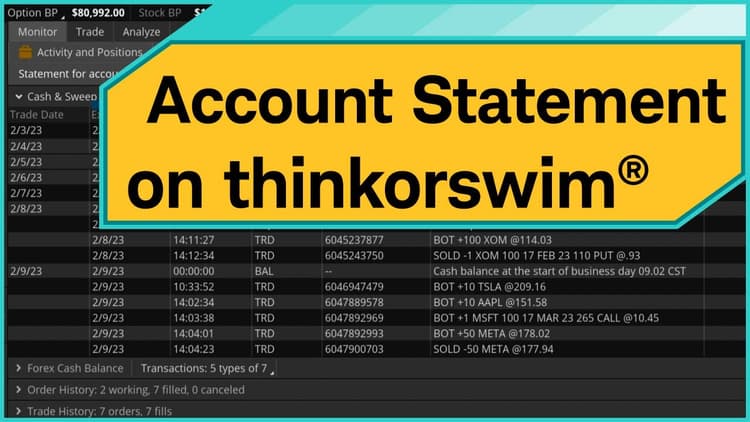 Using the Account Statement on thinkorswim® desktop | Glasp